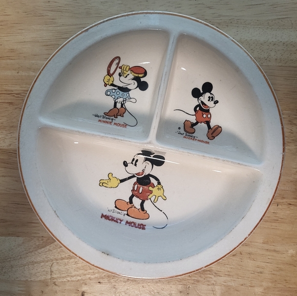 Disney | Kitchen | Vintage Mickey Mouse Porcelain Toddler Plate | Poshmark